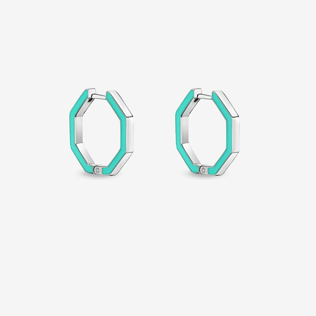 Серьги FLEUR DE NEIGE JEWELRY, серебро, 925 проба, эмаль, размер 20 мм, длина 2 см, , серебристый, бирюзовый — фото 1