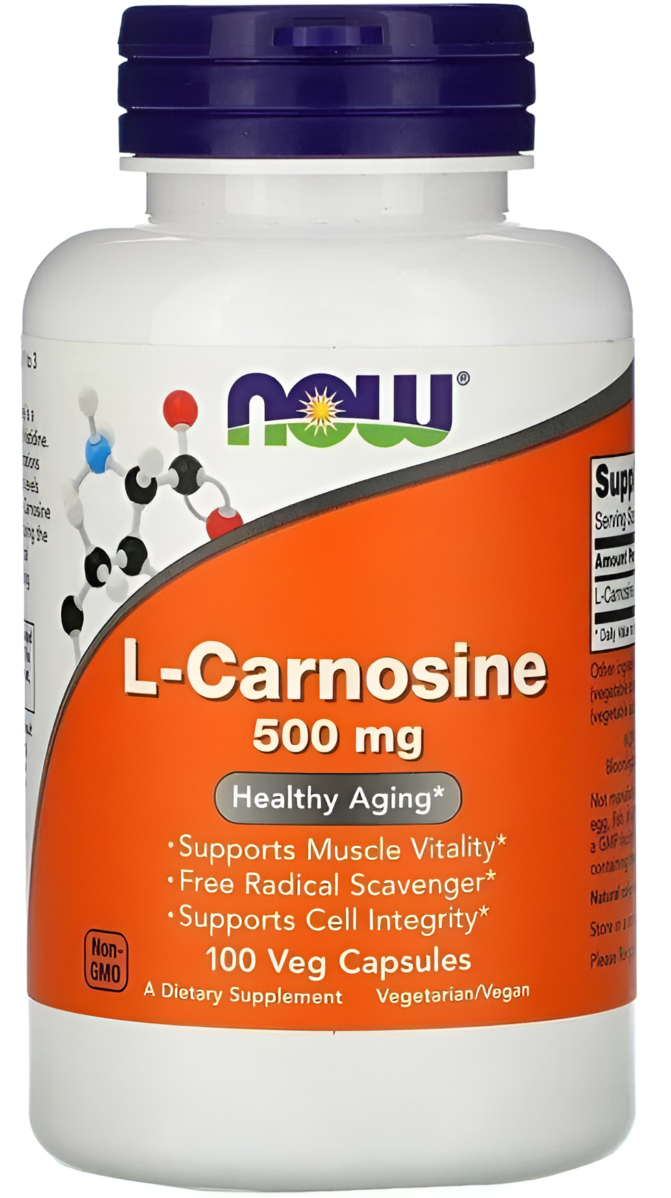 Пищевая добавка Now Carnosine, для мышц, антиоксидантная поддержка, 500 мг, 100 капс.
