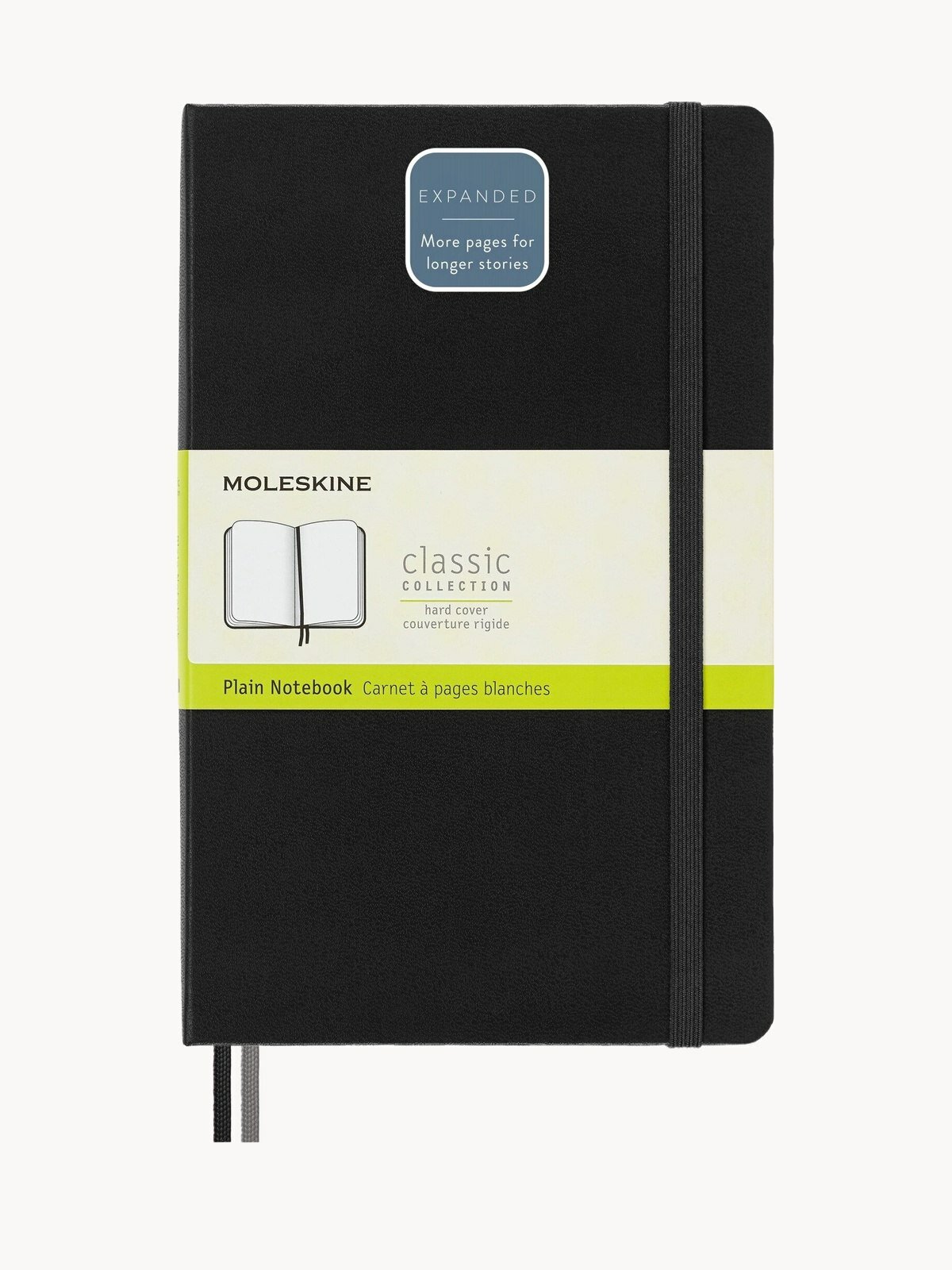 Записная книжка Moleskine Classic Expanded QP062EXP Large 130х210мм, 400 стр, нелинованный, твердая обложка, черный