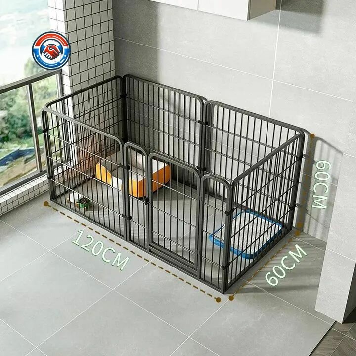 Просторная металлическая клетка для собаки, переноска и домик в одном, 120x60x60 см, подойдёт для тедди, корги и других малых и средних пород, складная конструкция с надёжным замком