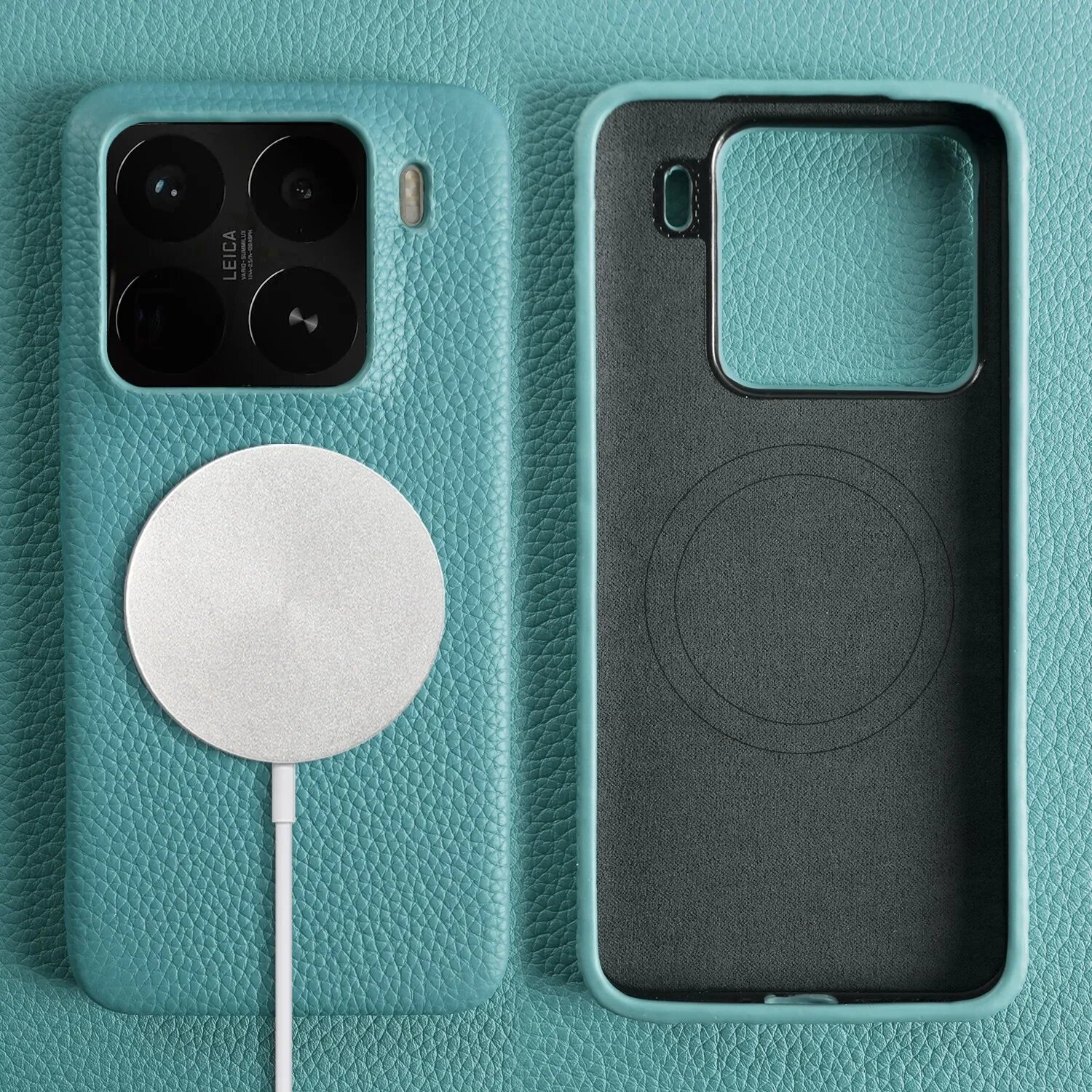 Магнитный чехол из натуральной кожи премиум-класса для Xiaomi 15 Pro Mi17TPro 샤ومи 15, blue 6210