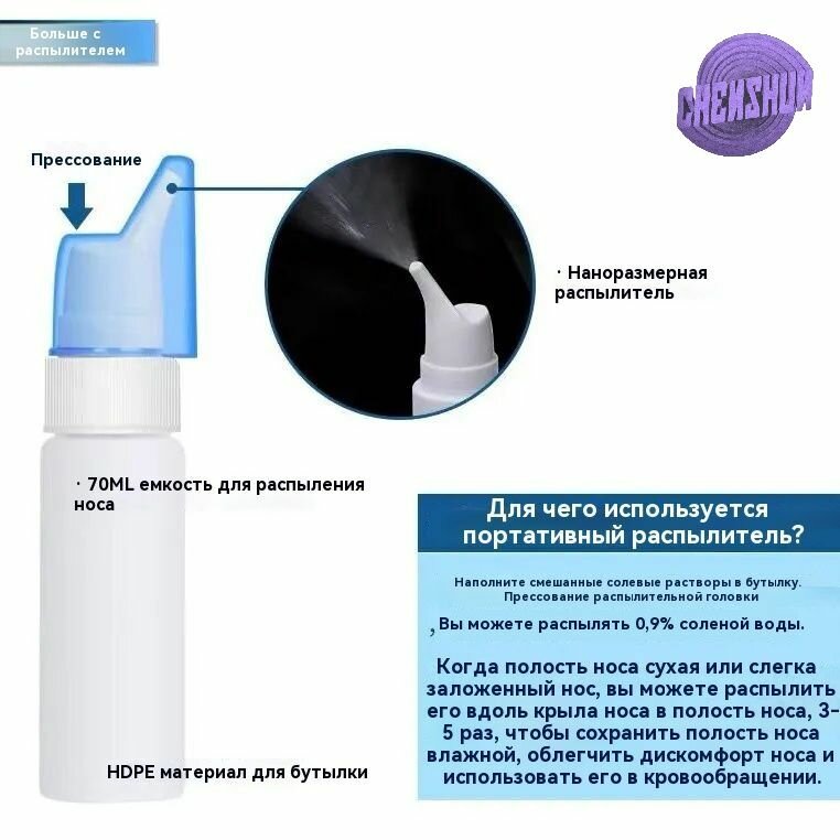 Высококачественный детский назальный распылитель для промывания носа для взрослых, 1 штука, используется для очистки полости носа