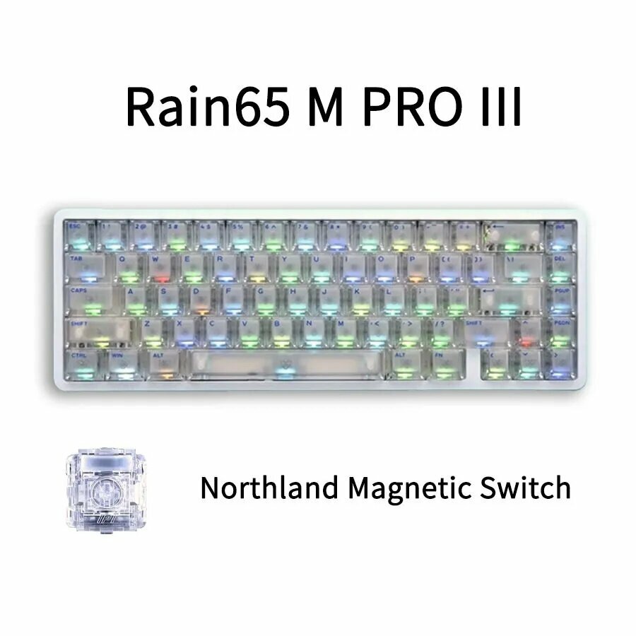 IPI Игровая клавиатура проводная Rain65 M Pro III Northland Magnetic Switch, Английская раскладка, белый