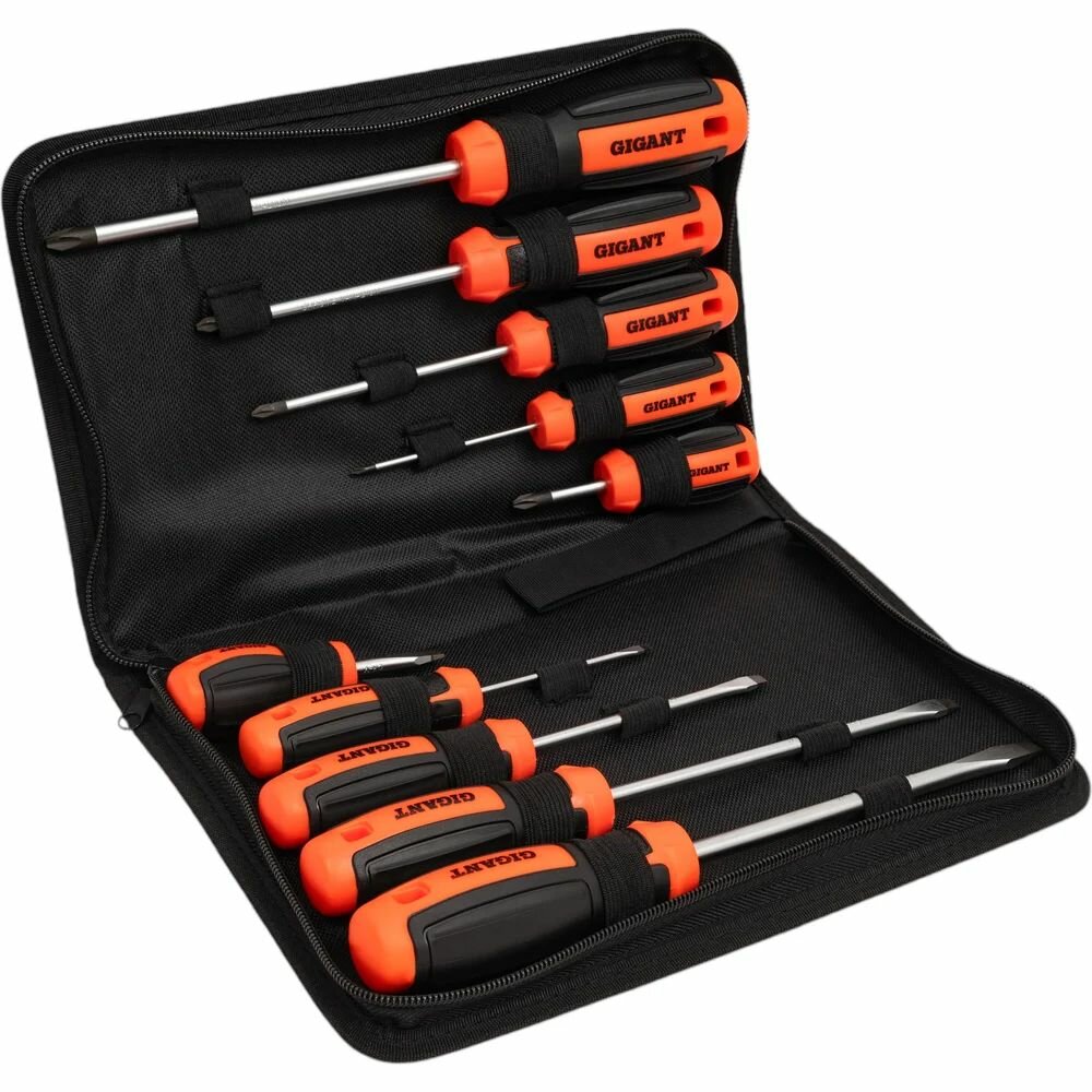 Набор отверток c трёхкомпонентной ручкой Gigant 10 предметов GBSS-10