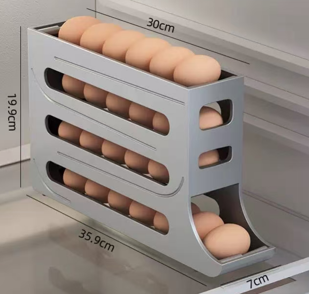 Контейнер для яиц, ABS-пластик, прямоугольный, 24 ячейки, Светло-серый