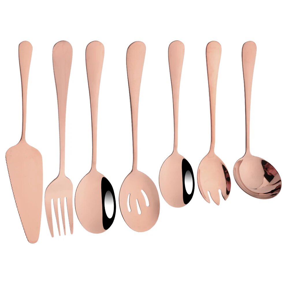 Набор западных столовых приборов из нержавеющей стали цвета розового золота