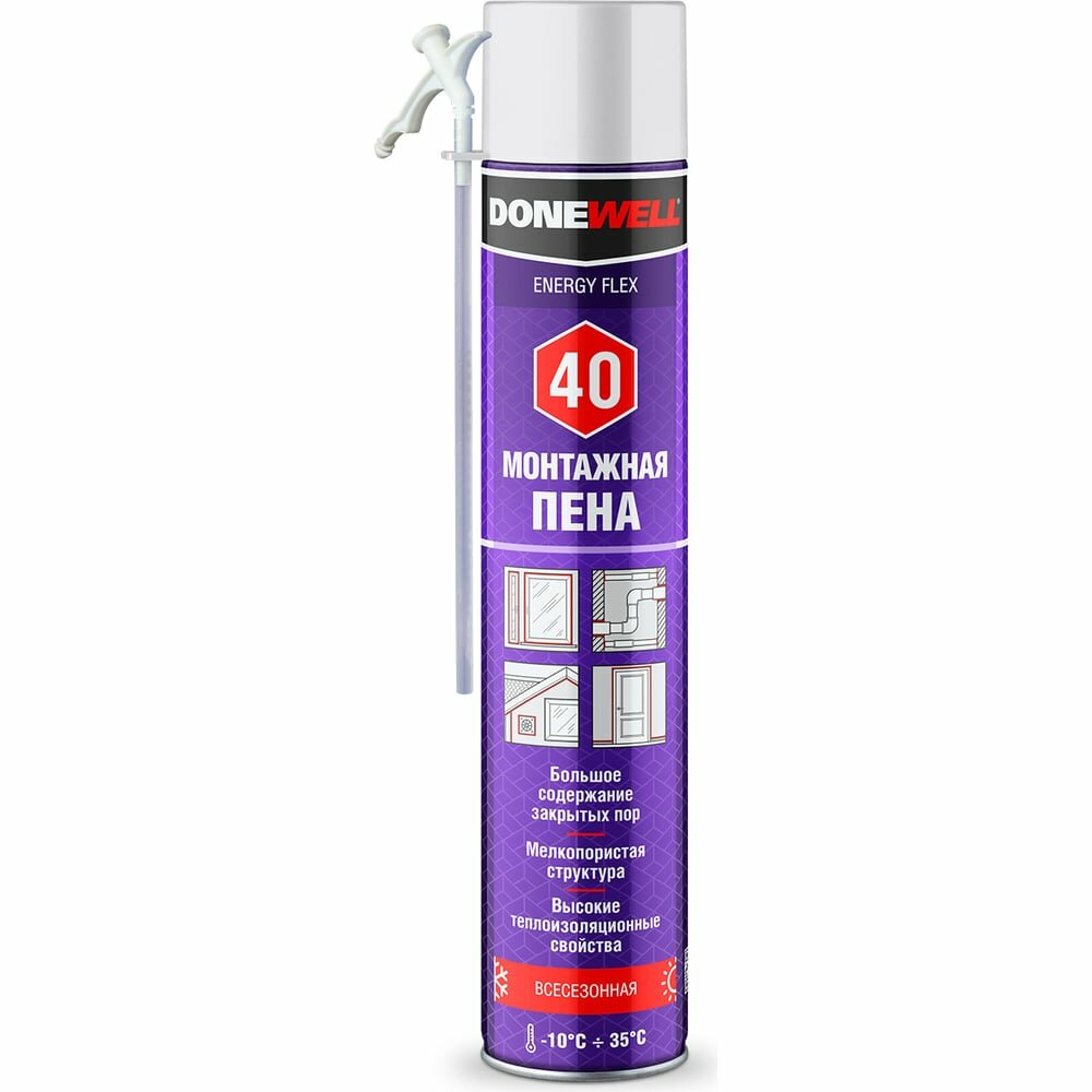 Бытовая всесезонная монтажная пена DONEWELL ENERGY FLEX 40