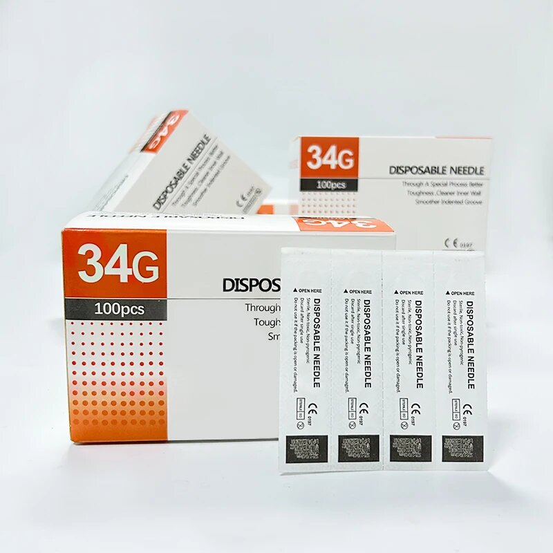 Одноразовые иглы для тату 34G (1.5мм, 4мм, 6мм, 8мм, 13мм) 100 шт. 34G 4mm 100pcs