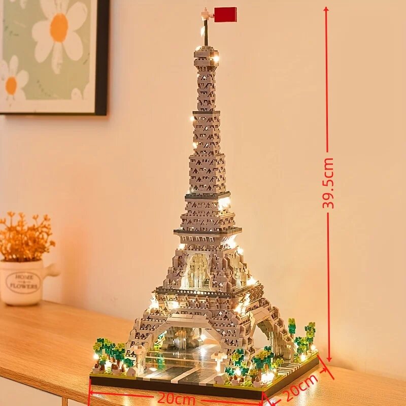 Эйфелева башня LEGO, набор строительных блоков, 39.5см, с подсветкой