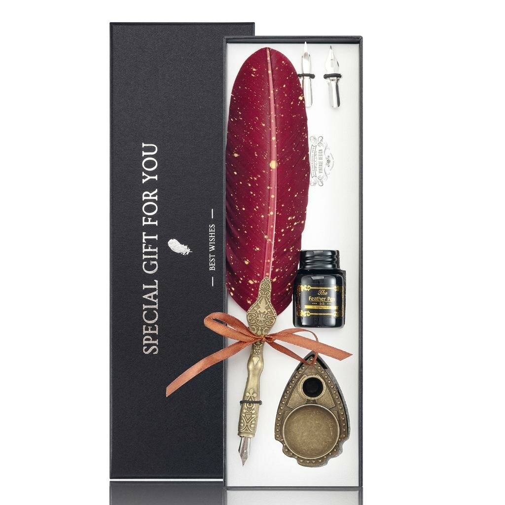 Каллиграфический набор с металлическим пером, Бургундский