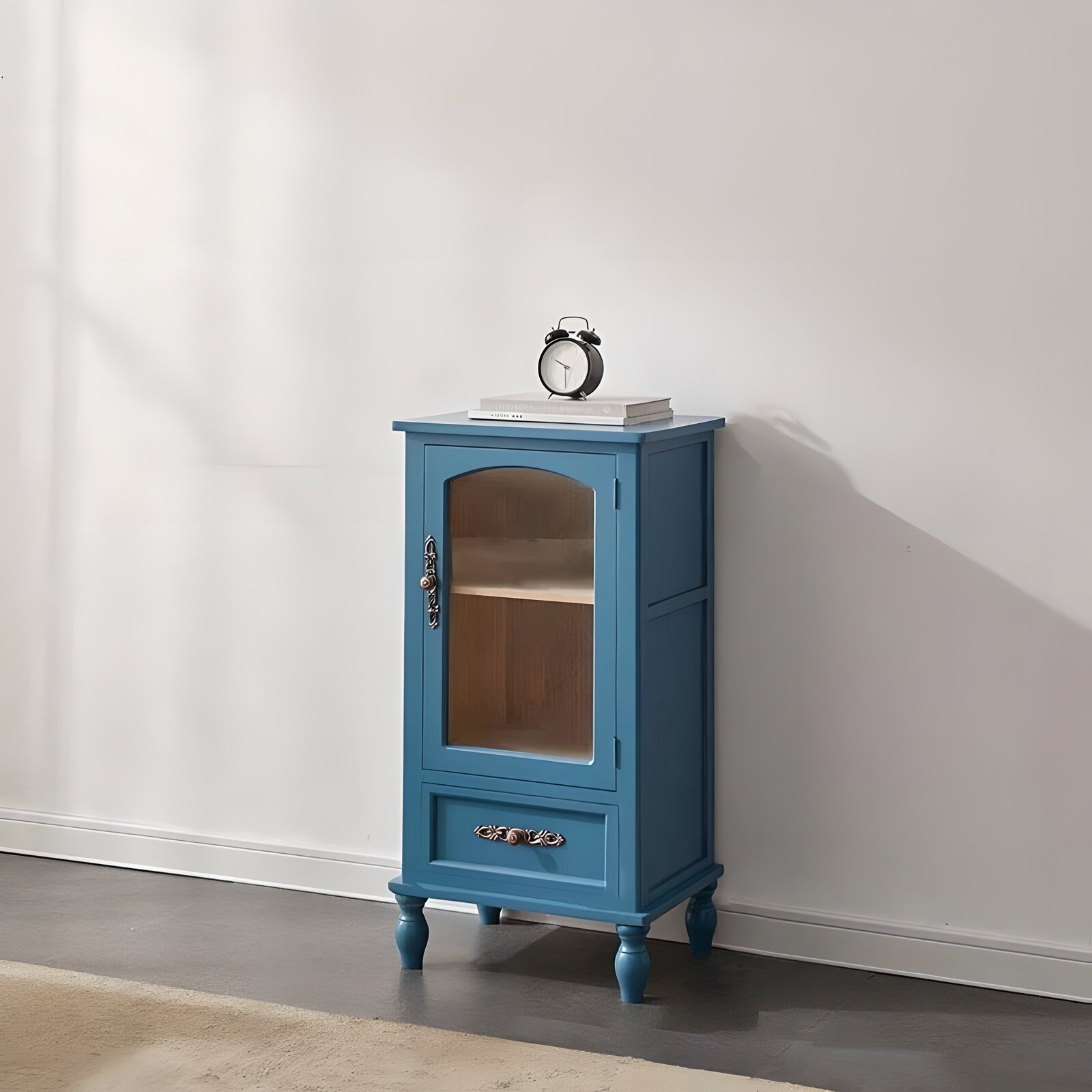 Буфет "Ретро", деревянный, с дверью со стеклом, для дачи/дома/сада, 35x88x35 см