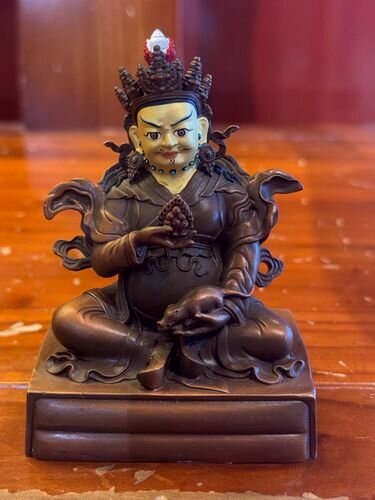 10 см Тибетская желтая статуя Джамбала Дзамбала Будды из меди