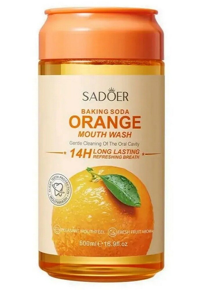 Sadoer Baking Soda Orange - Mouth Wash Ополаскиватель для полости рта "с пищевой содой и апельсином" 500 мл.