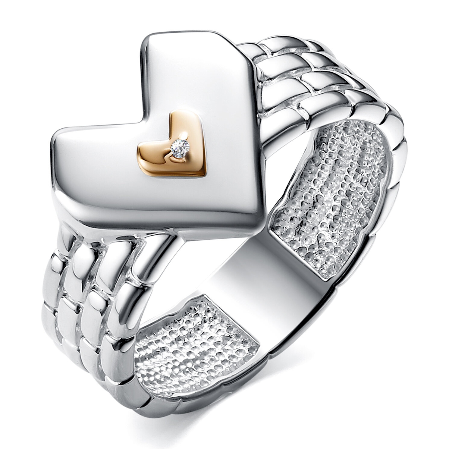 Кольцо, серебро, 925 проба, бриллиант