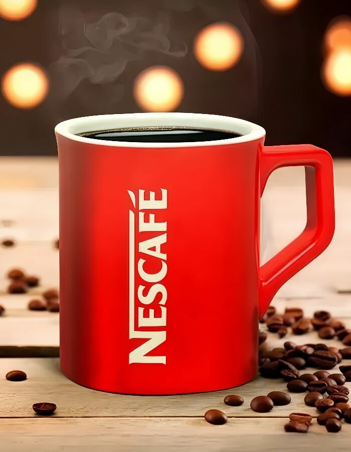 Кружка Nescafe, 250мл, керамика, глазурованное покрытие, красная