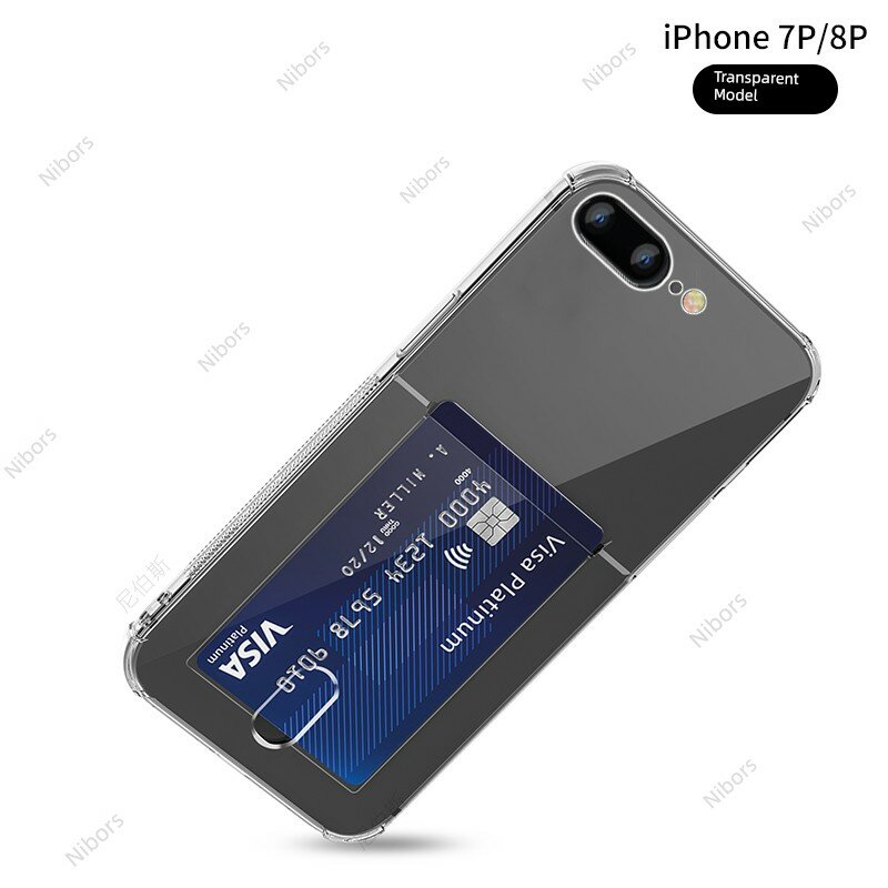 Тонкий прозрачный чехол с карманом для iPhone 7 Plus/8 Plus - ударопрочный, полная защита