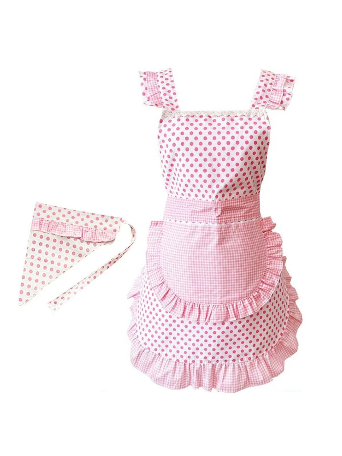 Фартук горничной с рюшами и французским головным убором, Фартук-платок