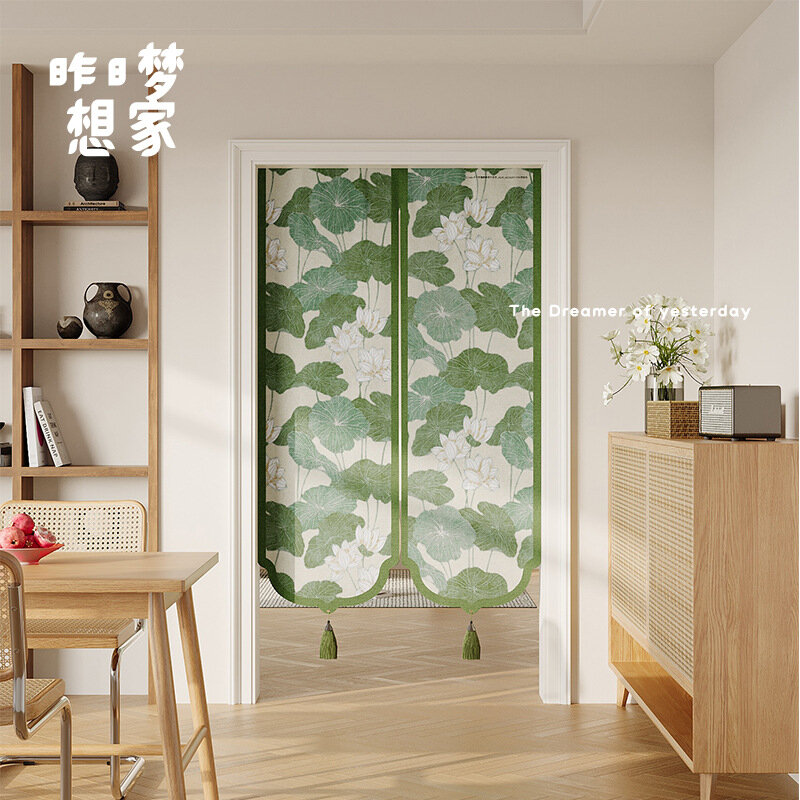 Новая китайская стильная занавеска в виде лотоса, китайская стильная блокирующая занавеска для дома, спальни, без сверления, перегородка, кухонная маслостойкая полузанавеска