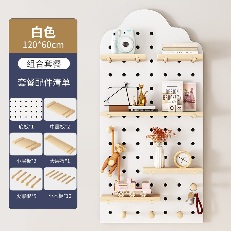Стеллаж для хранения из перфорированного картона, перегородка из массива дерева, подвесная доска, деревянная стена для прихожей, перфорированная стена, книжная полка, настенная витрина