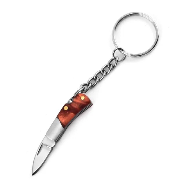 Брелок в виде миниатюрного складного ножа, портативный брелок в виде складного ножа для активного отдыха, миниатюрный брелок-подвеска в виде складного ножа из латуни и дерева.