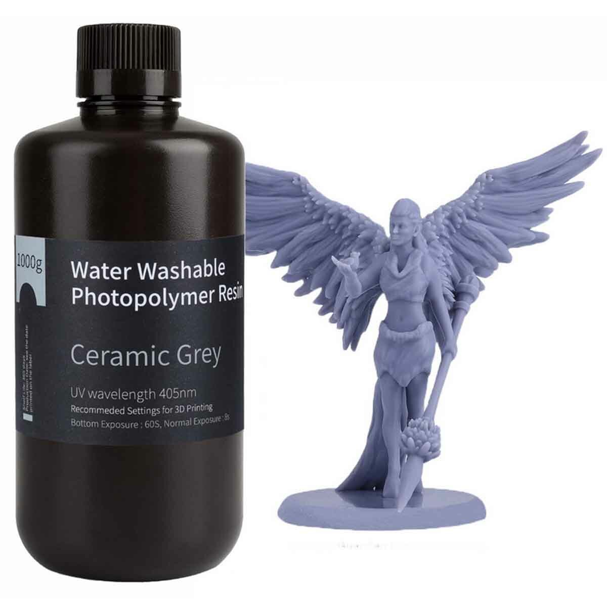 Фотополимерная смола Elegoo Water Washable Resin, серая, ceramic gray, 1 л