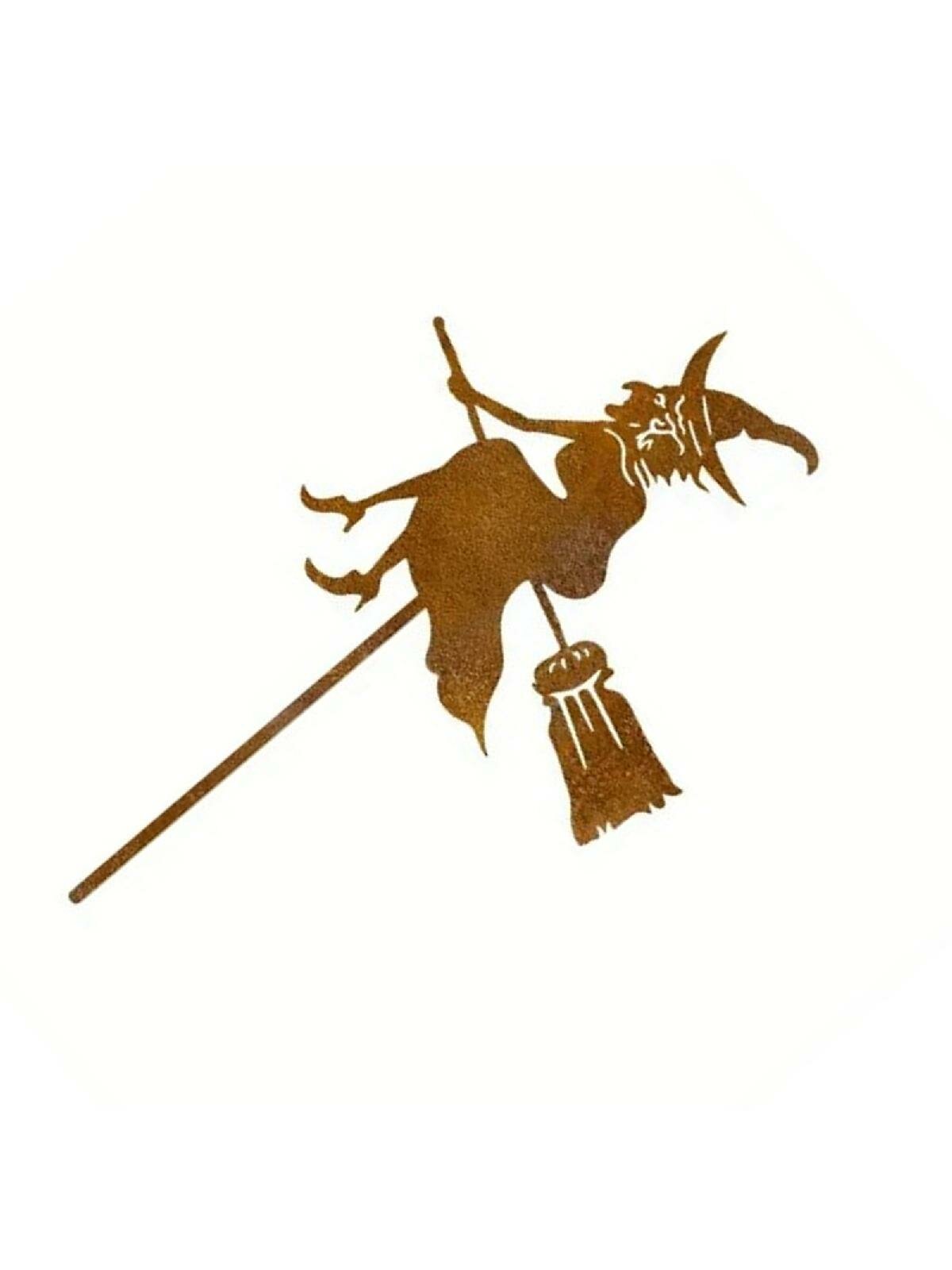 Причудливая металлическая скульптурная фигура Ведьмы с нержавеющим наружным садовым декором