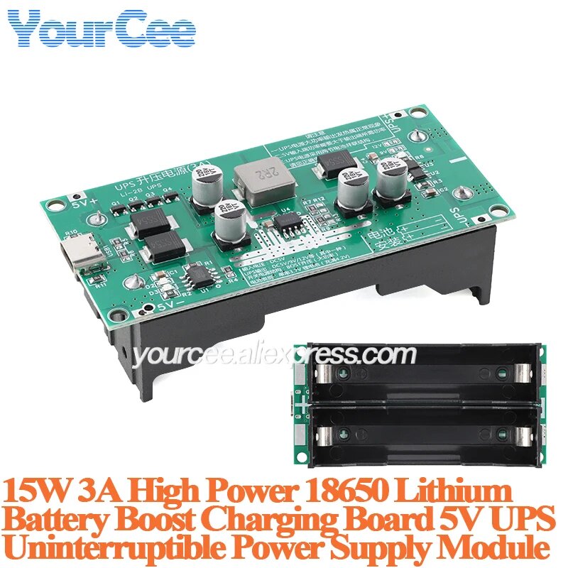 Your Cee 15 Вт 3A UPS модуль ИБП для литиевых батарей 18650 5В 9В 12В 5V