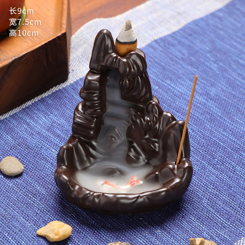 Кадильница с обратным потоком, креативный домашний декор, керамическое изделие, дзен-орнамент, рыбки, сандаловое дерево, орнаментальный кросс-бордер