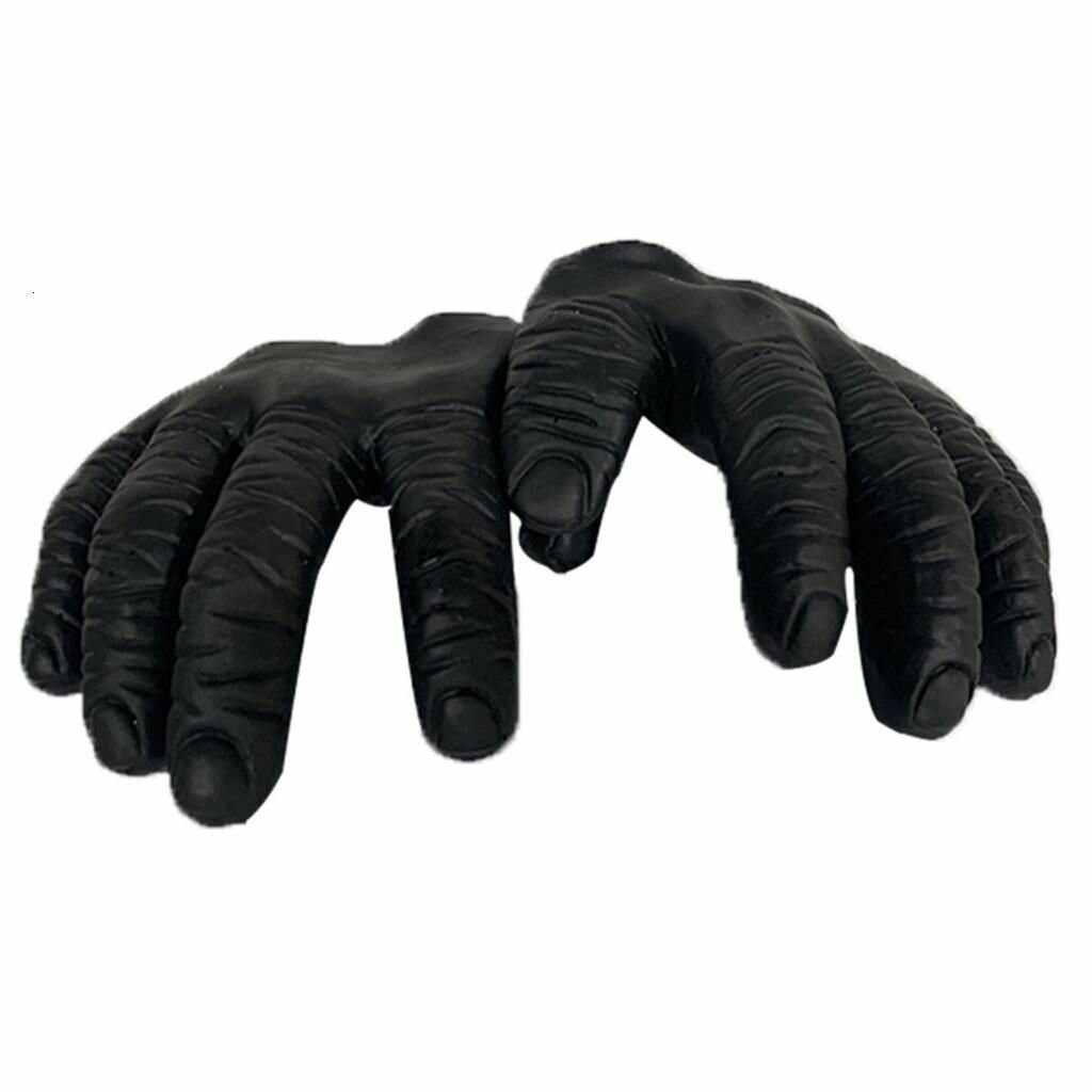 Мальчики девочки Spooky Chimmpanzee Gloves Cosplay Halloween Party Latex Mittens, Черный