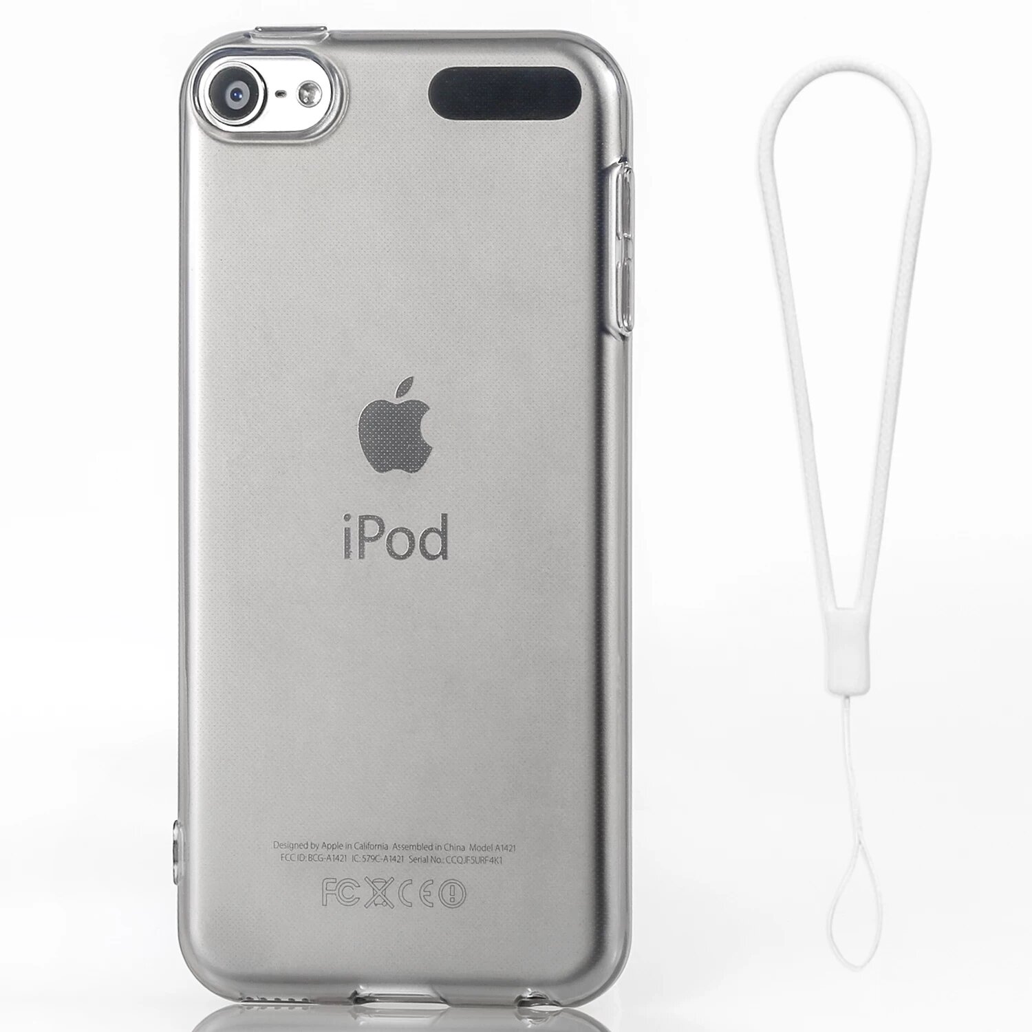 Матовый серый силиконовый чехол без желтины для iPhone iPod Touch 7 (touch5/6/7) с закаленным стеклом и шнурком