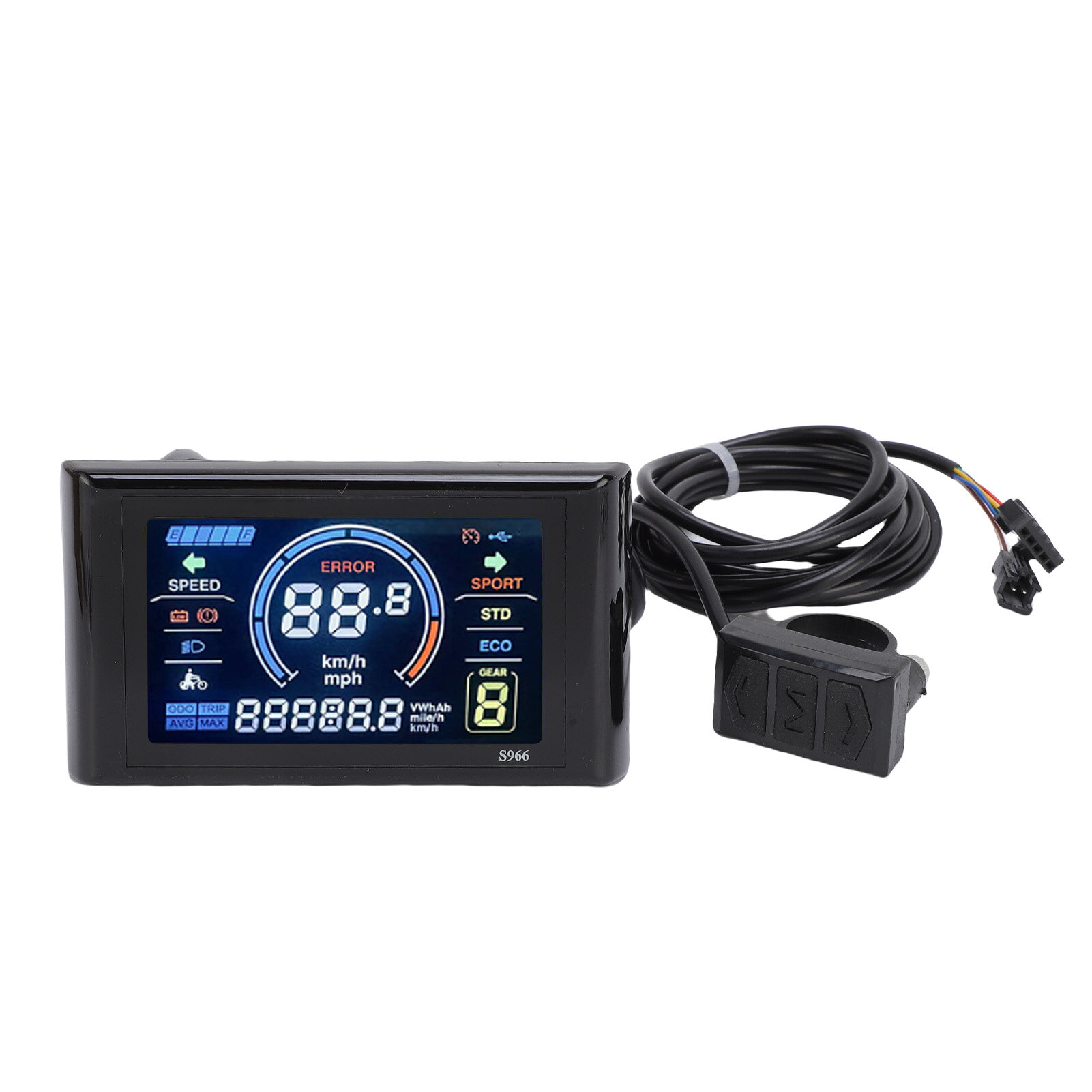 Цветной дисплей для электровелосипеда, 24 В, 36 В, 48 В, ЖК-панель управления с разъемом SM, водонепроницаемая крышка для руля диаметром 0,9 дюйма.
