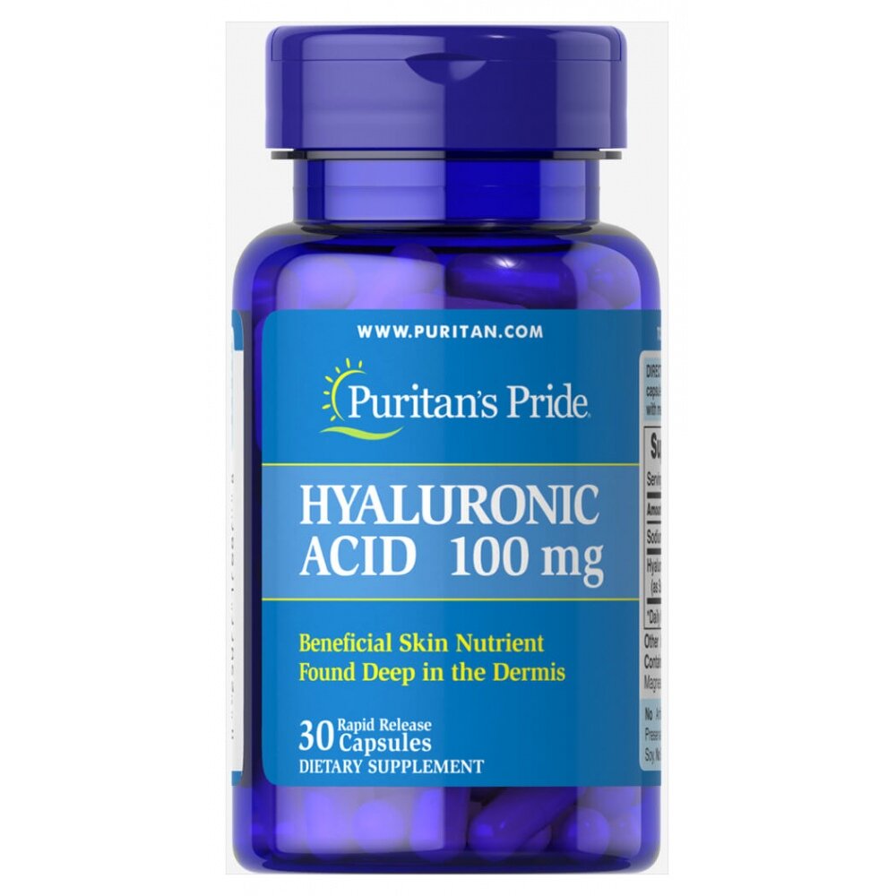 Puritan’s Pride Hyaluronic Acid 100 mg, 30 капсул