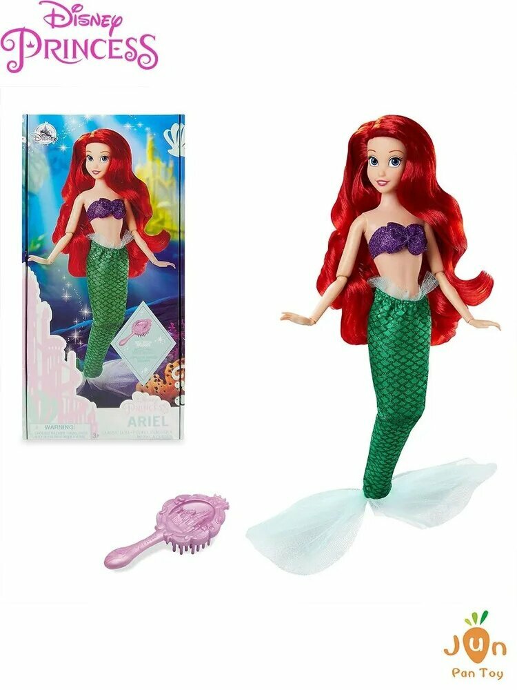 Disney Princess Classic Ariel Doll / игрушки для девочек, принцесса русалочка Ариэль, с расческой, подходит для подарок на день рождения от 3 лет и старше