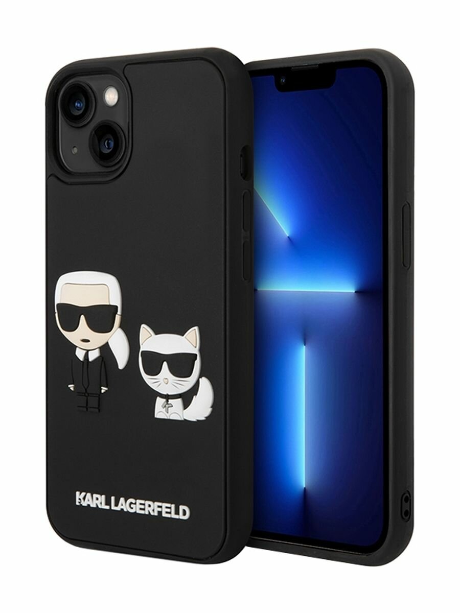 Karl Lagerfeld чехол для iPhone 14 Plus 3D Rubber Karl & Choupette (черный)