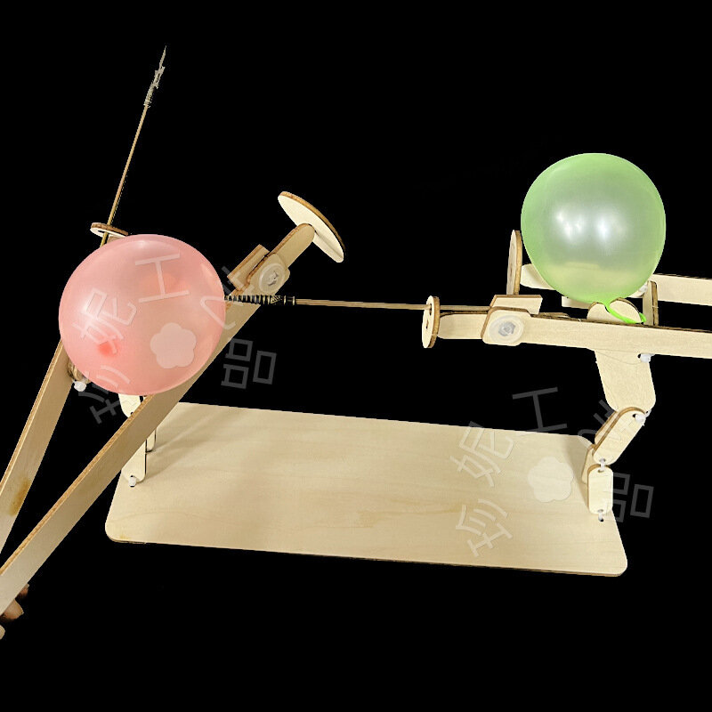Деревянная игра с лопаньем шариков, битва маленьких человечков, дуэль стикменов, DIY игрушка, деревянные двойные бои с лопаньем шариков