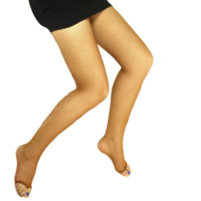Женские бесшовные сетчатые колготки без пальцев, карамельный цвет