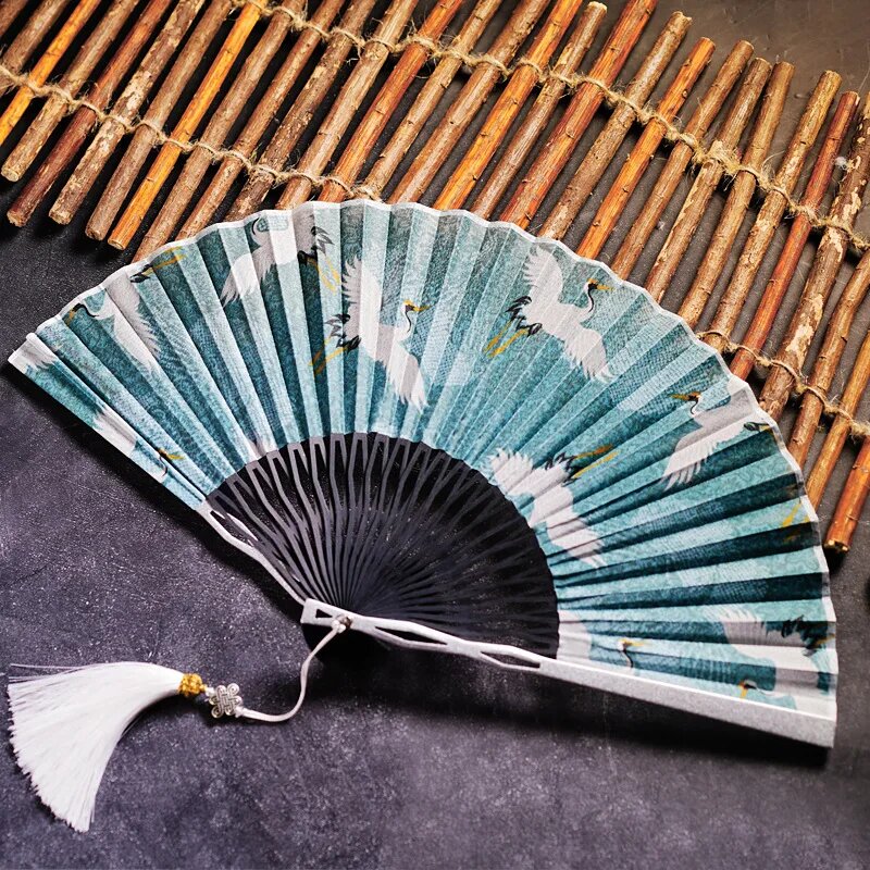Складной веер из алюминиевого сплава зеленый Pure White Fan