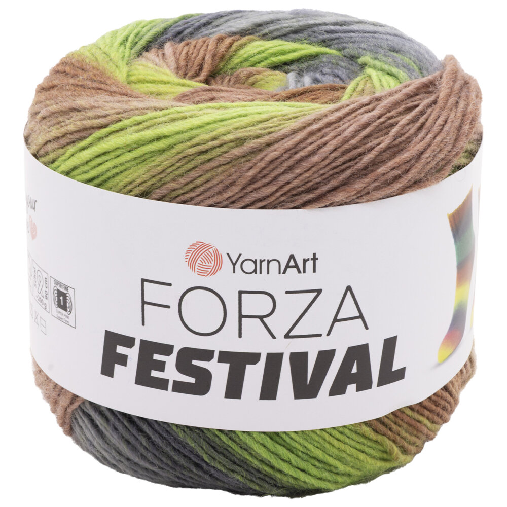 Пряжа для вязания Yarnart Forza Festival 2910 салатовый бежевый 100 гр/420 м 75% шерсть, 25% полиамид