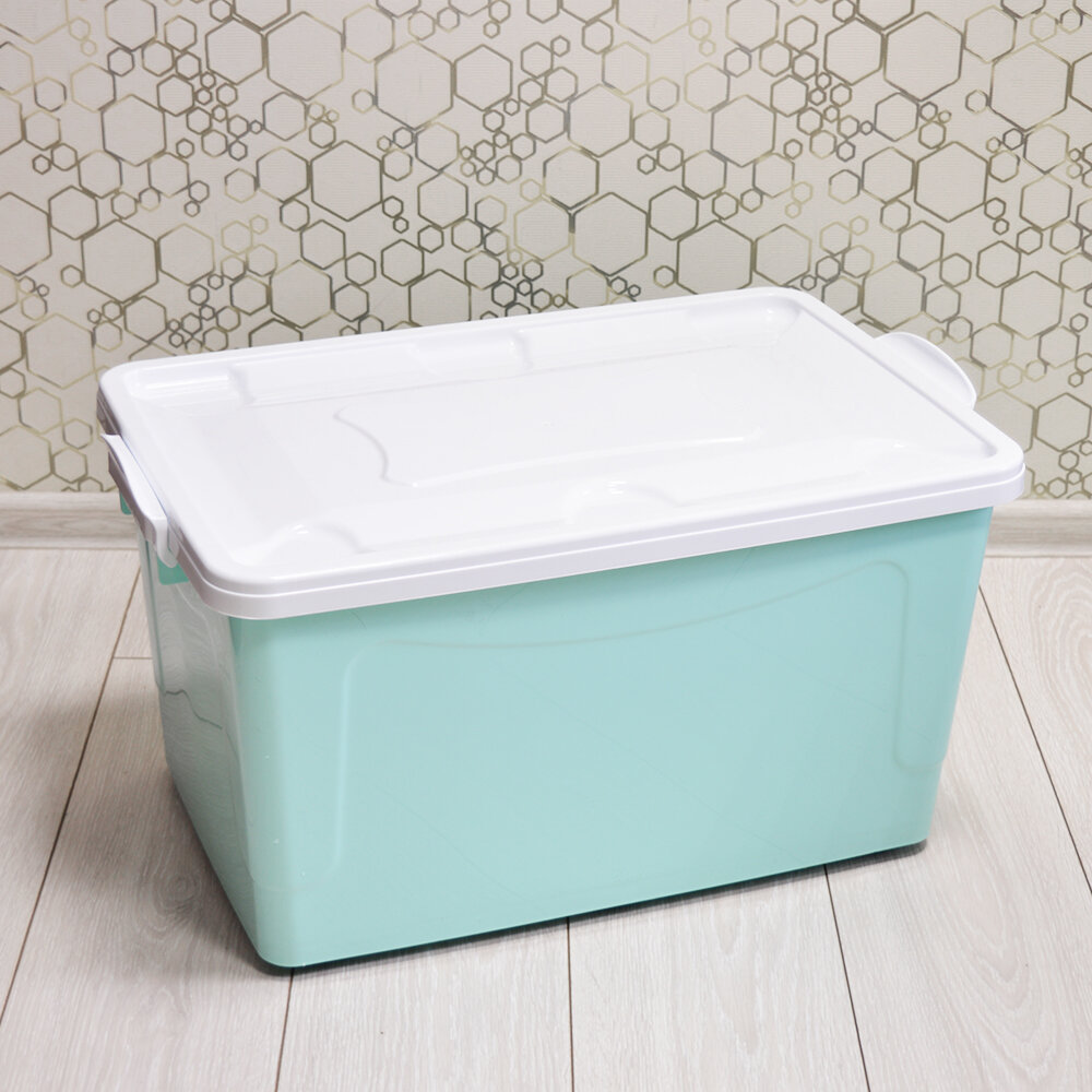 Контейнер 50л для хранения светло-бирюзовый/белый/белый