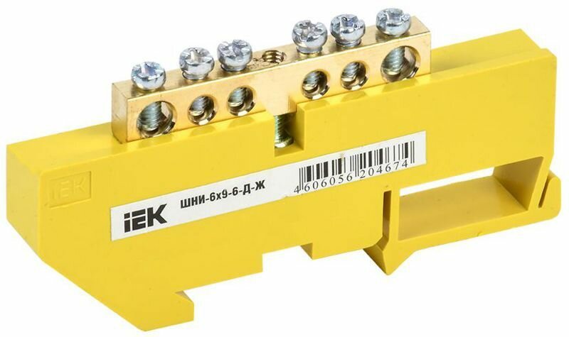 Шина PE «земля» на DIN-изоляторе ШНИ-6х9-6-Д-Ж IEK YNN10-69-6D-K05