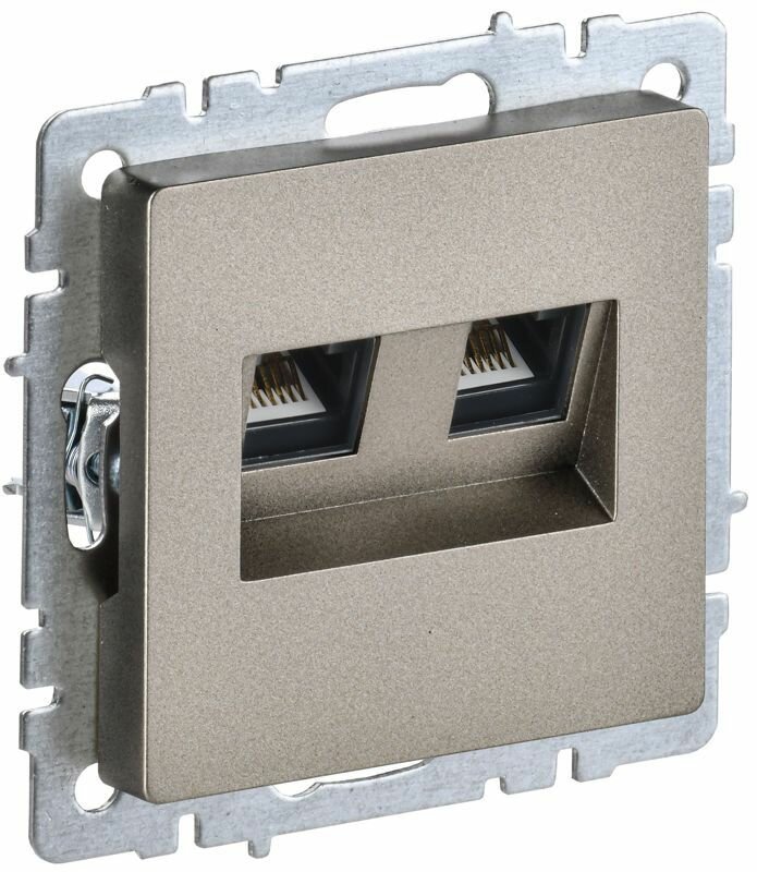 Розетка компьютерная двойная СП RJ45 кат.5E BRITE РК10-2-БрШ шампань IEK BR-K20-1-K37