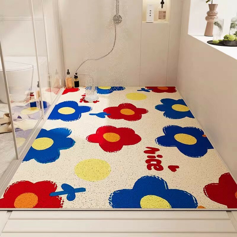 Вязаный кольцевой ванночный коврик дизайн 1, 100x120см водостойкий и легко стираемый, нескользящая текстура для ванной