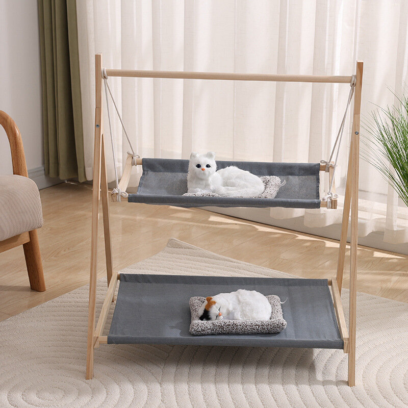 Деревянная висячая кошачья кровать - двухъярусная или однорядная гамак для кошек круглогодичного использования