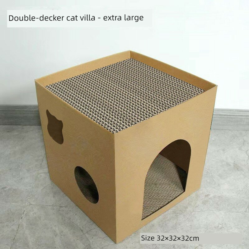Картонная доска для когтей кошек, домик из картона, подходит для всех сезонов, двухъярусное лежанка для кошек, игрушка