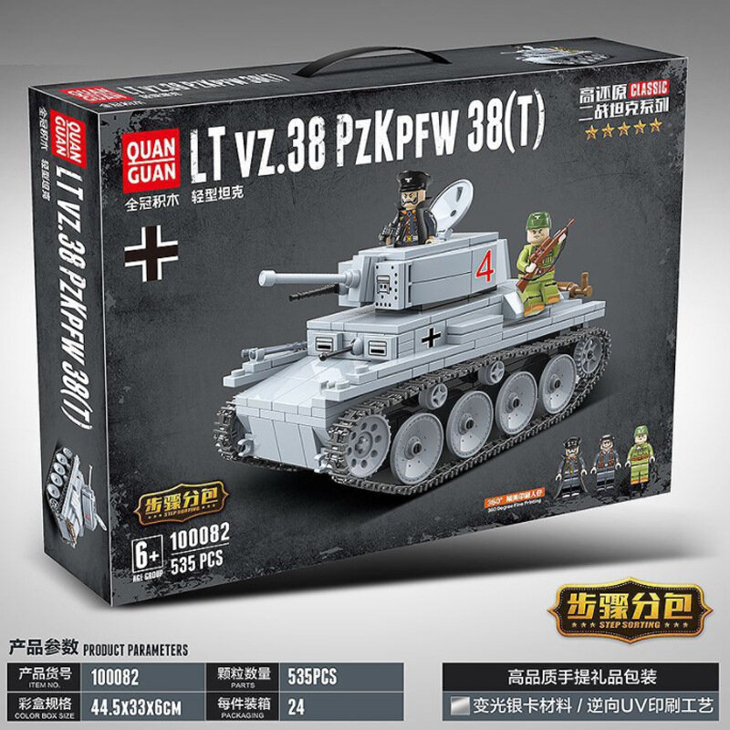 Набор строительных блоков Легкий танк LT-38 100082 Военная игрушка для детей Образовательная игрушка Подарок на День