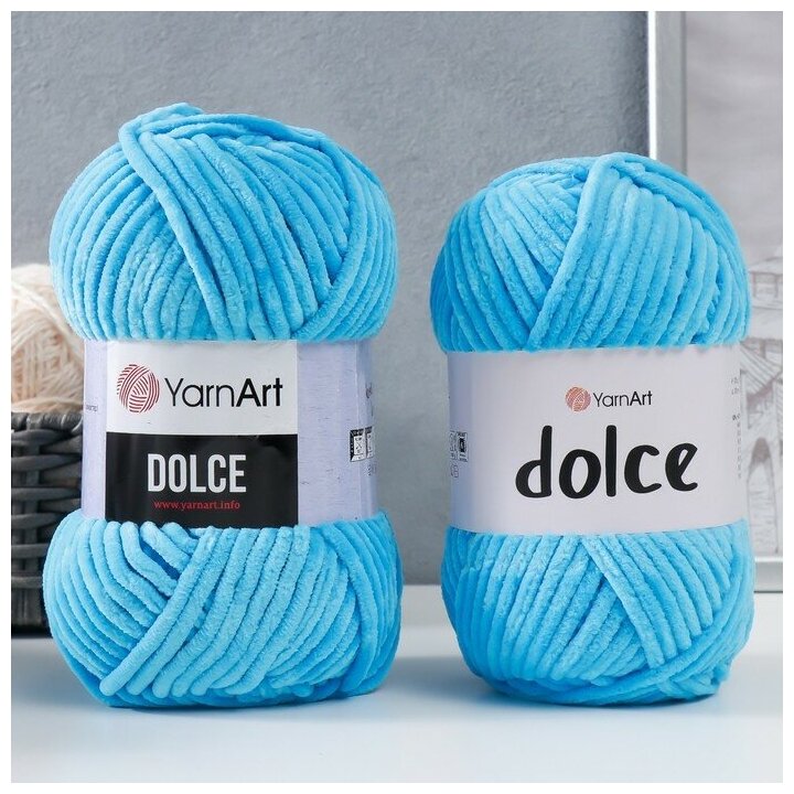 Пряжа "Dolce" 100% микрополиэстер 120м/100гр (758 т. голубой)