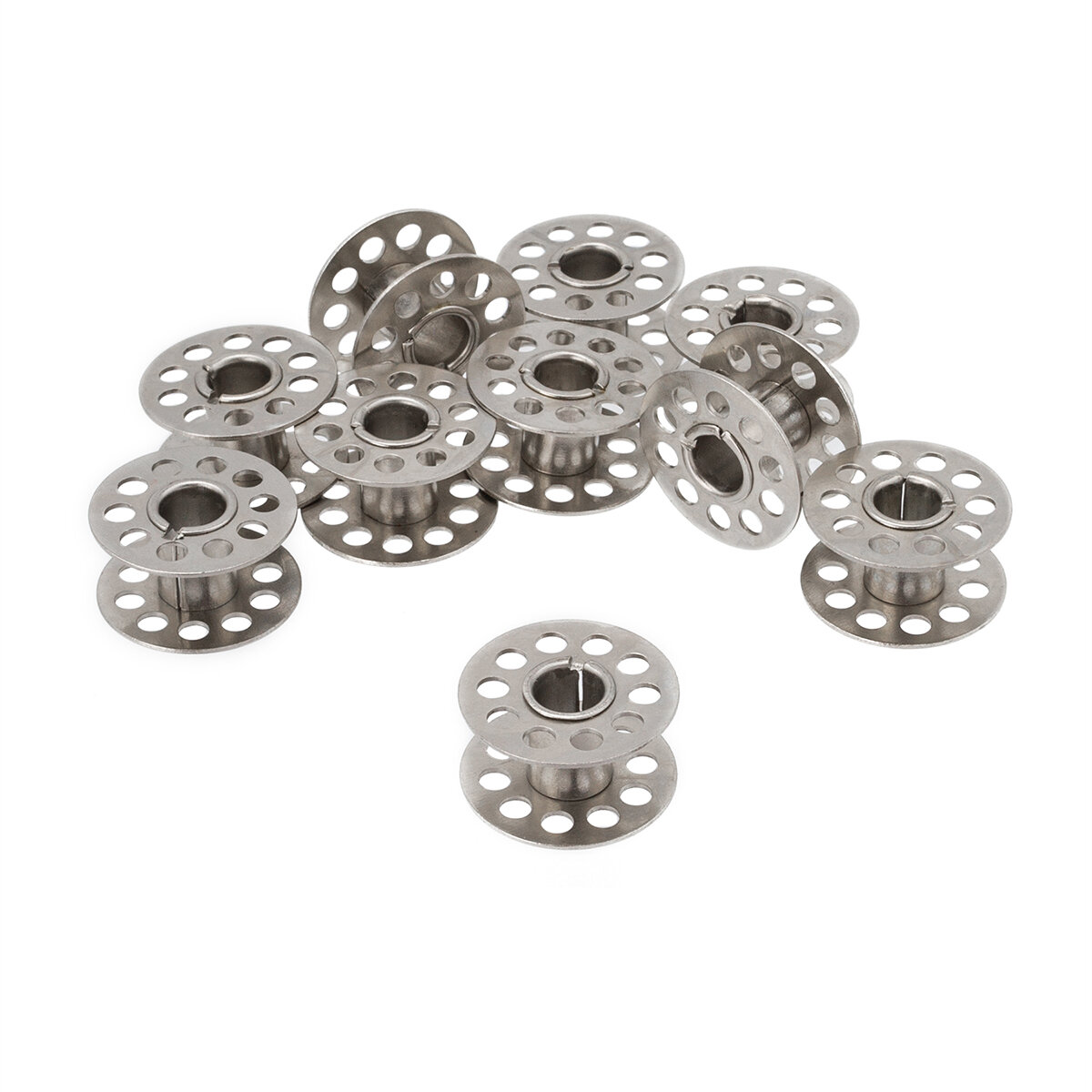 Шпульки для швейных машин облегченные, 10 шт, диаметр 20,3 мм, высота 11,2 мм, металл, цвет никель, Айрис