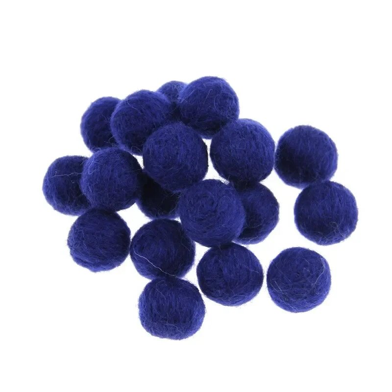 Шерстяная гирлянда из войлочных шариков 10 шт. Темно-синий, 20mm, color 7