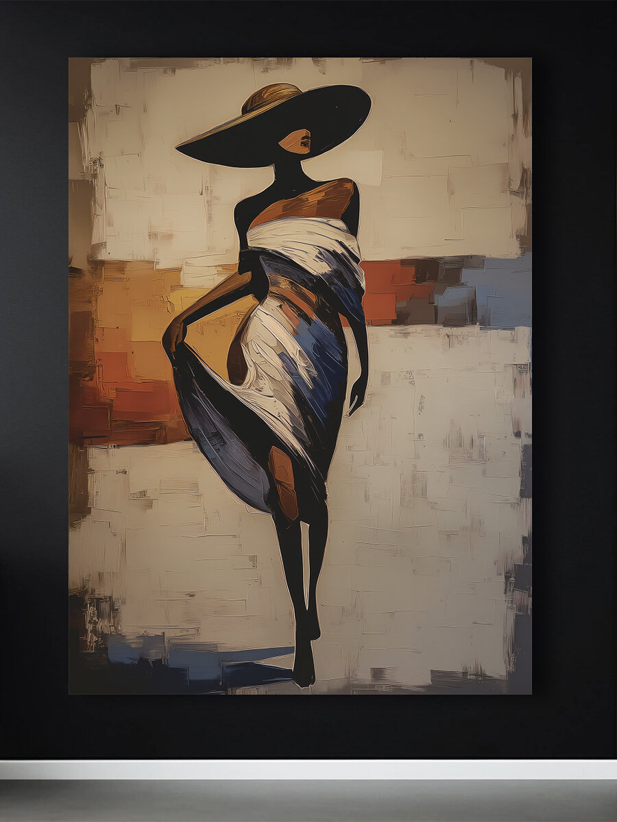 Картина на стену - "Девушка танец стильная абстракция в гостиную, женский абстрактный силуэт" , 50х70 см.