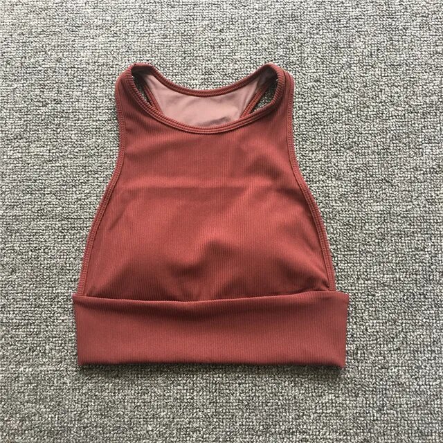 2025 Pad High Vest Women Strap Nylon Sports Bra Tops Gym Bustier High Neck Crop Tops Fitness Bralette Active Blousesразмер,42/S